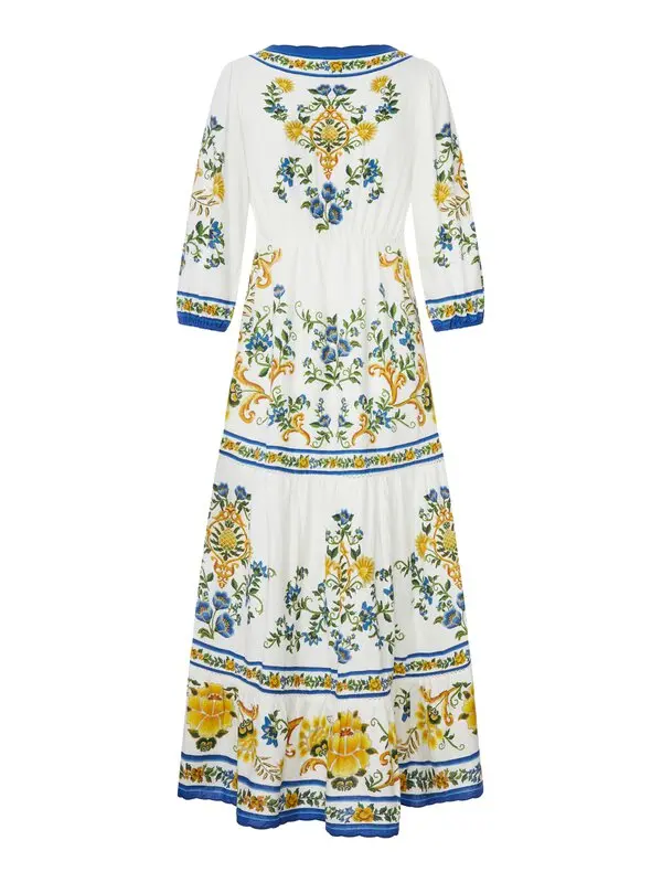 Farm Rio Floral Print V-neck Maxi Dress