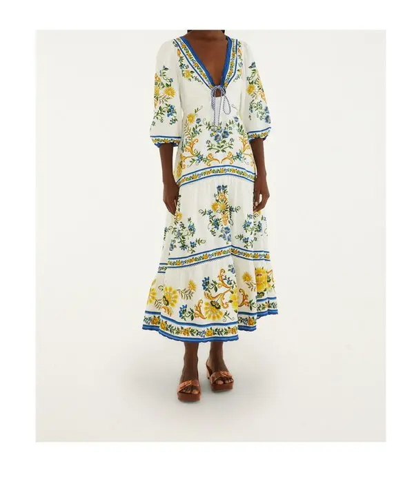 Farm Rio Floral Print V-neck Maxi Dress