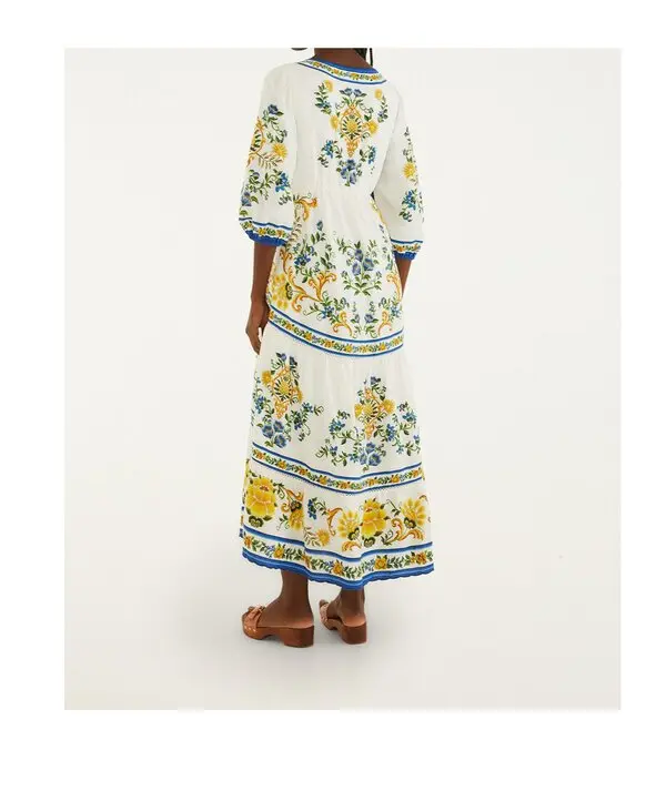Farm Rio Floral Print V-neck Maxi Dress