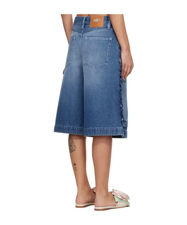 Simone Rocha Ruffled Denim Shorts With Belt Loops