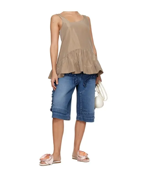 Simone Rocha Ruffled Denim Shorts With Belt Loops
