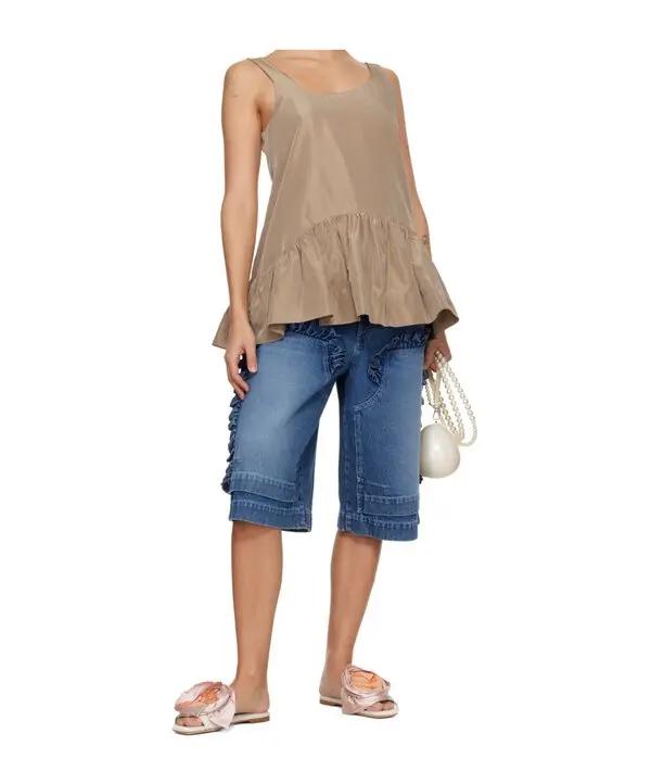 Simone Rocha Asymmetrical Ruffled Hem Top