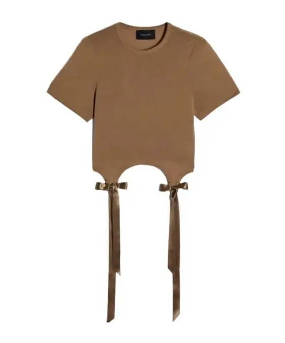 Simone Rocha Bow Detail T-shirt - Brown
