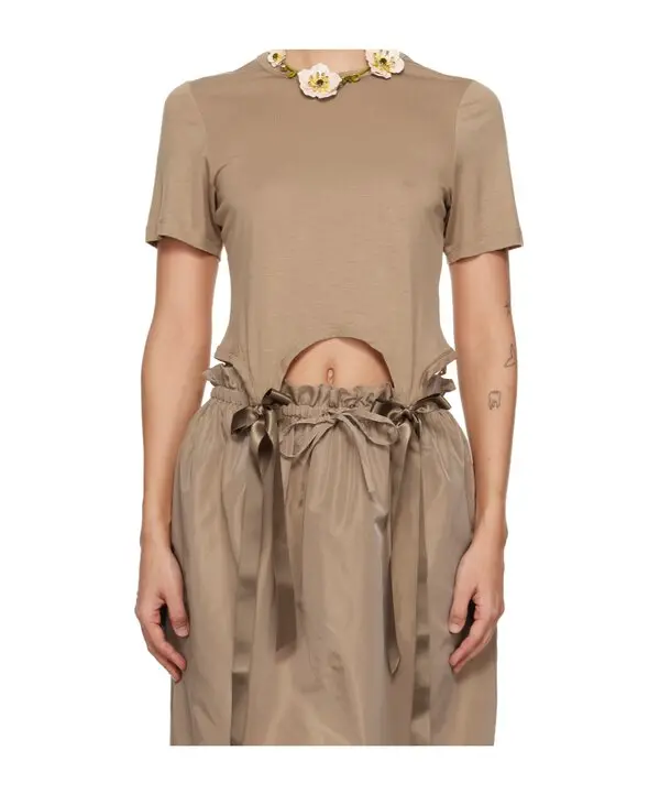Simone Rocha Bow Detail T-shirt - Brown