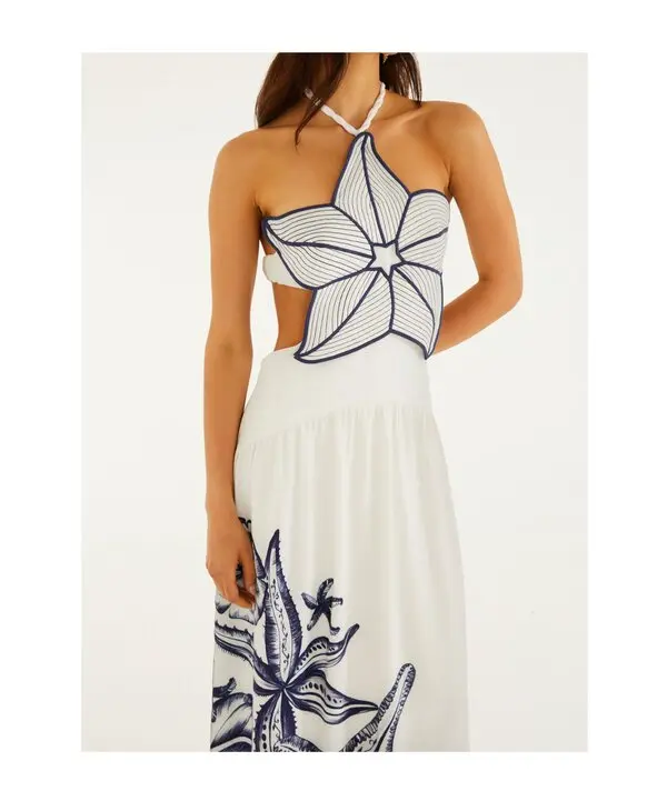 Farm Rio Embroidered Starfish Maxi Dress