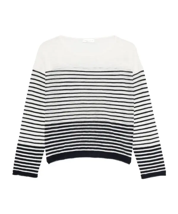 ROBERTO COLLINA Striped Long Sleeve Top - Neutrals