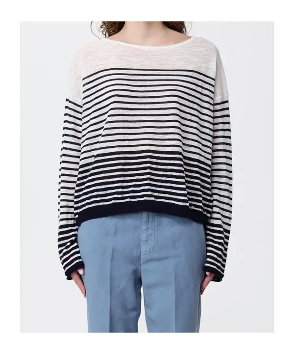 ROBERTO COLLINA Striped Long Sleeve Top - Neutrals