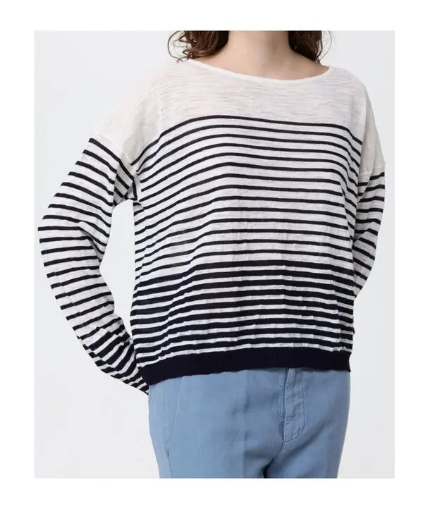 ROBERTO COLLINA Striped Long Sleeve Top - Neutrals