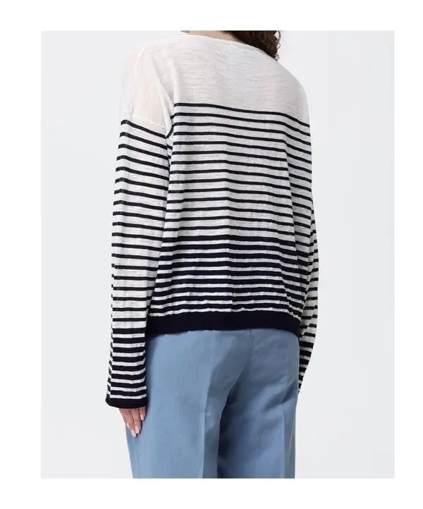 ROBERTO COLLINA Striped Long Sleeve Top - Neutrals