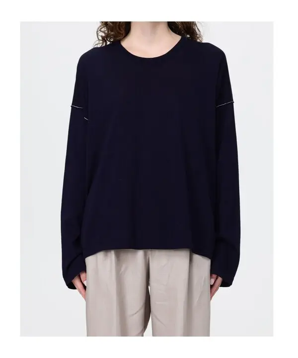 ROBERTO COLLINA Fine Knit Contrast Stitch Sweater