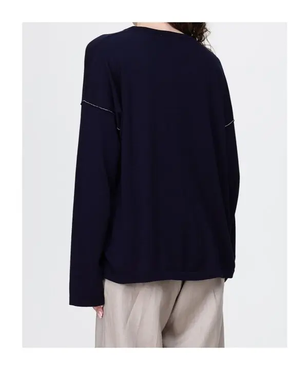 ROBERTO COLLINA Fine Knit Contrast Stitch Sweater