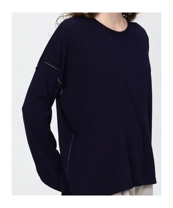 ROBERTO COLLINA Fine Knit Contrast Stitch Sweater