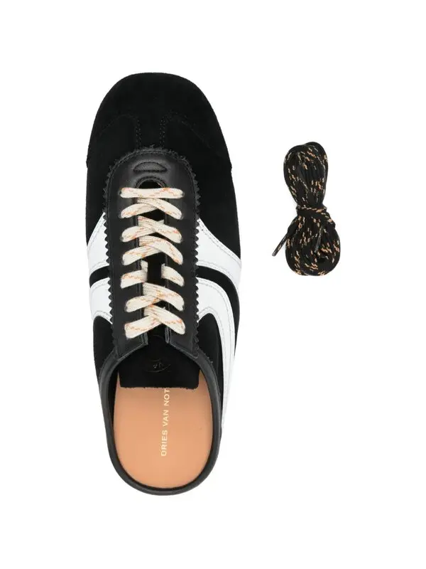 Dries Van Noten Suede Sneaker Mules - Black/white