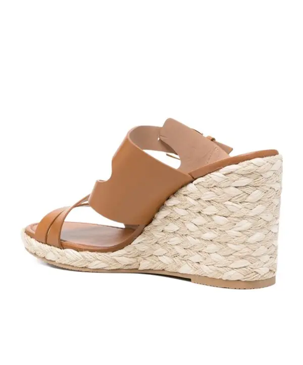 STUART WEITZMAN Buckled Wedge Espadrille Sandals - Nude