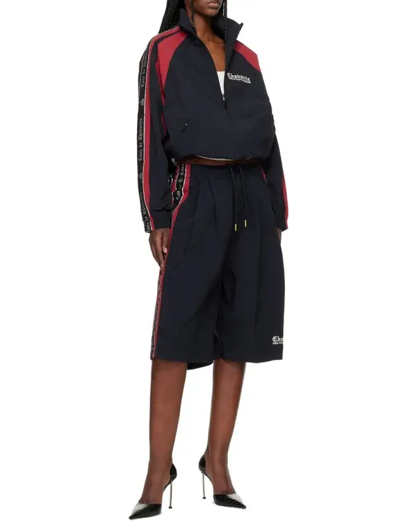 WILLY CHAVARRIA Logo Tape Pleated Shorts