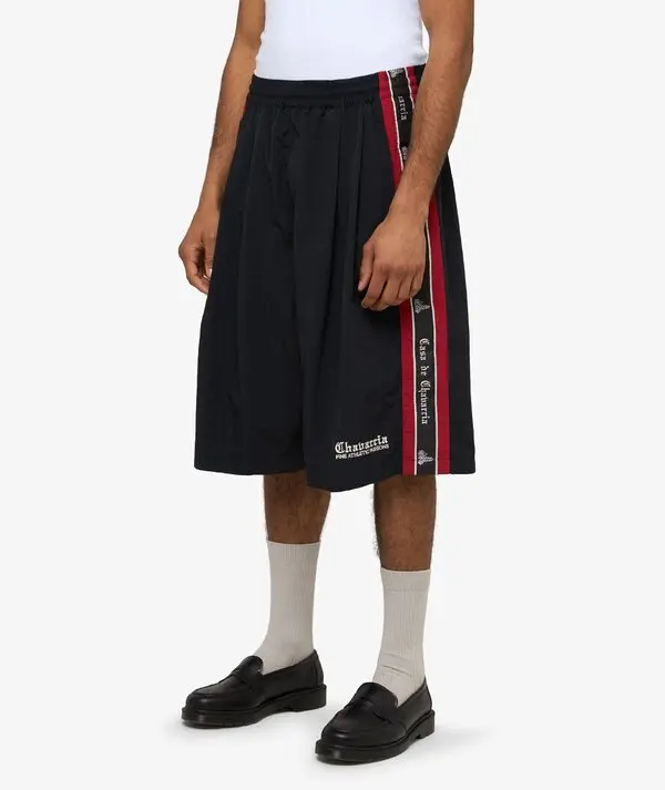 WILLY CHAVARRIA Logo Tape Pleated Shorts