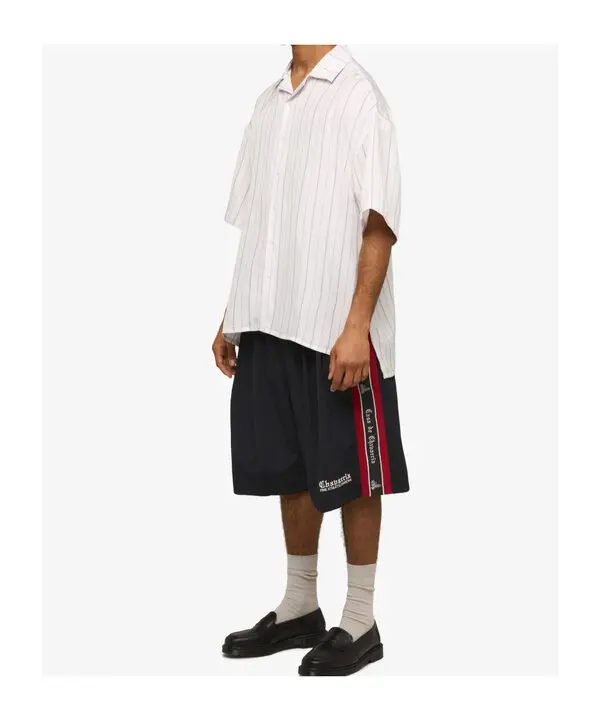 WILLY CHAVARRIA Logo Tape Pleated Shorts