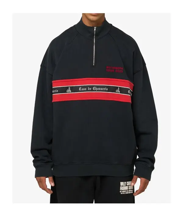 WILLY CHAVARRIA Half-zip Mock Neck Sweatshirt
