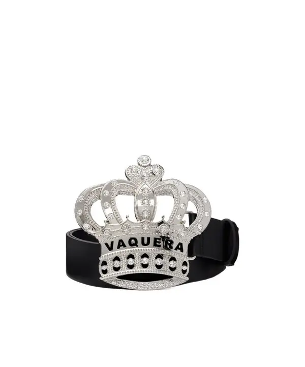 Vaquera Swarovski Crystal Crown Belt - Black