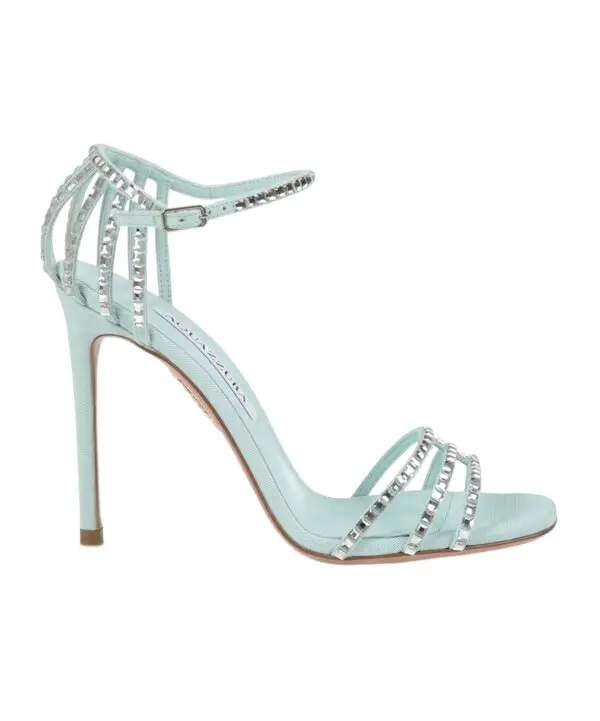 AQUAZZURA Square-toe High-heeled Sandals With Crystal Appliqu