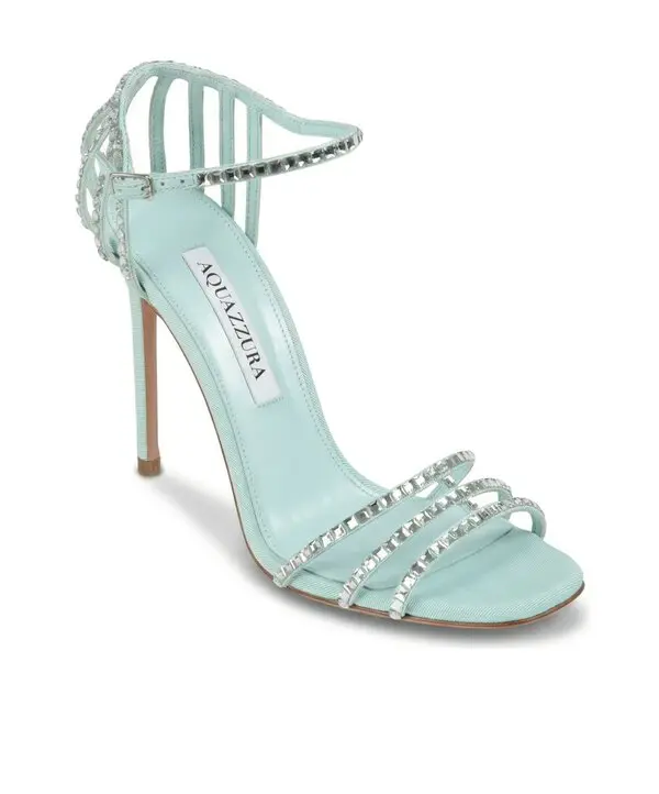 AQUAZZURA Square-toe High-heeled Sandals With Crystal Appliqu
