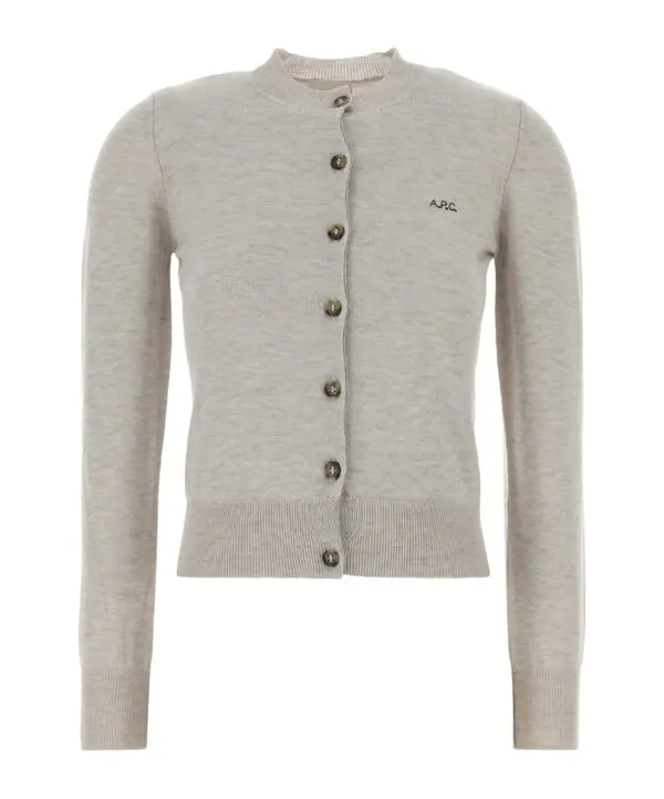 A.p.c. Logo Detailed Buttoned Cardigan - Gray