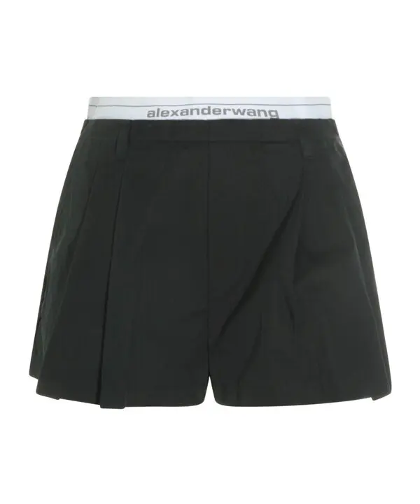 Alexander Wang Logo Waistband Pleated Shorts