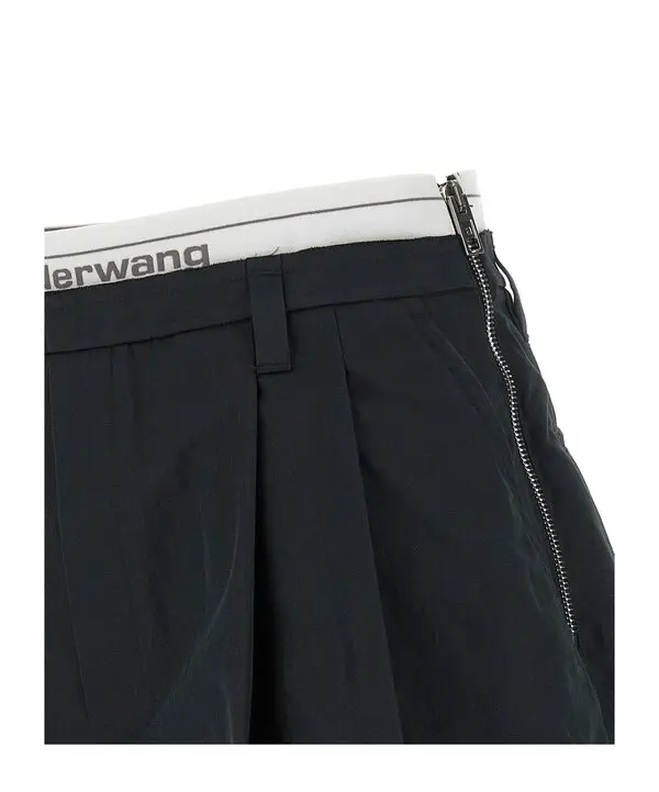 Alexander Wang Logo Waistband Pleated Shorts - Black