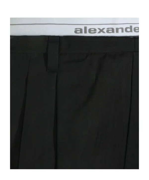 Alexander Wang Logo Waistband Pleated Shorts - Black