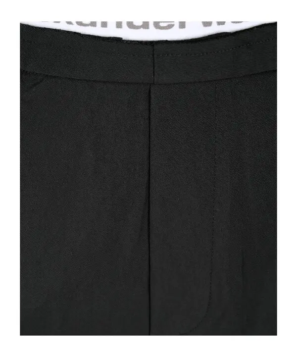 Alexander Wang Logo Waistband Pleated Shorts - Black