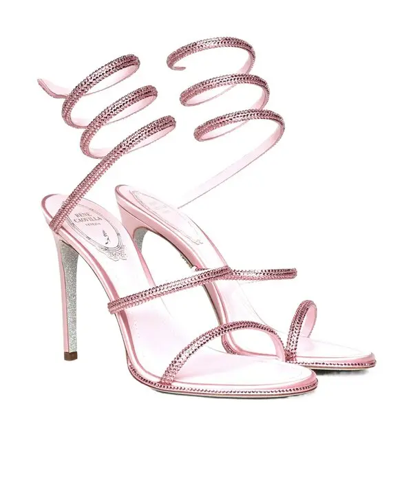 Rene Caovilla Embellished Spiral Stiletto Sandals - Pink