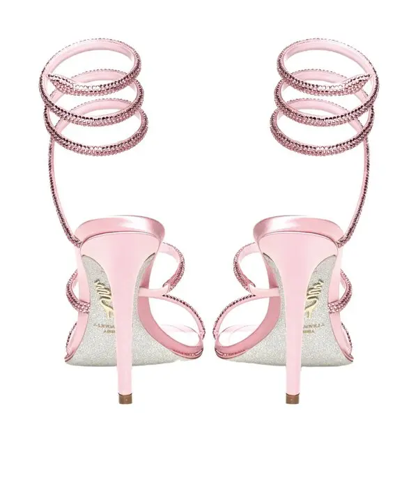 Rene Caovilla Embellished Spiral Stiletto Sandals - Pink