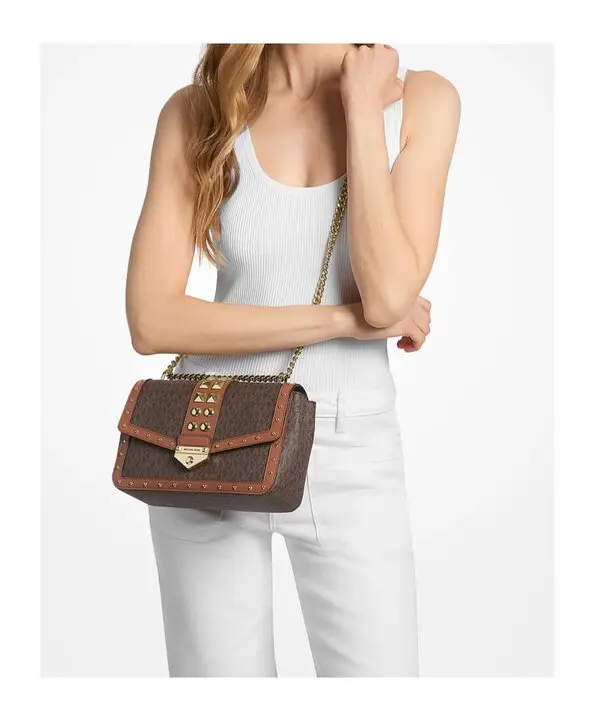 Michael Kors Soho Large Studded Signature Logo Shoulder Bag