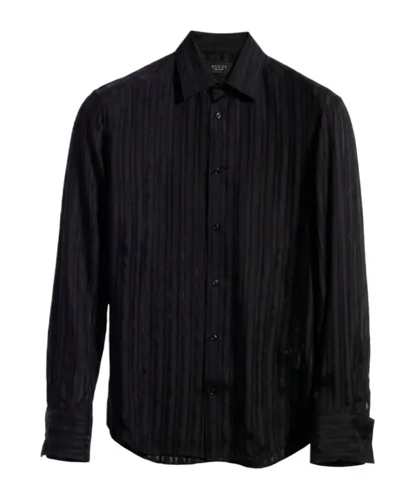 Gucci Vertical-stripe Semi-sheer Shirt