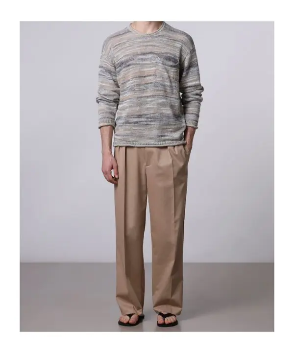 ROBERTO COLLINA Striped Knit Sweater With Chest Pocket - Gray