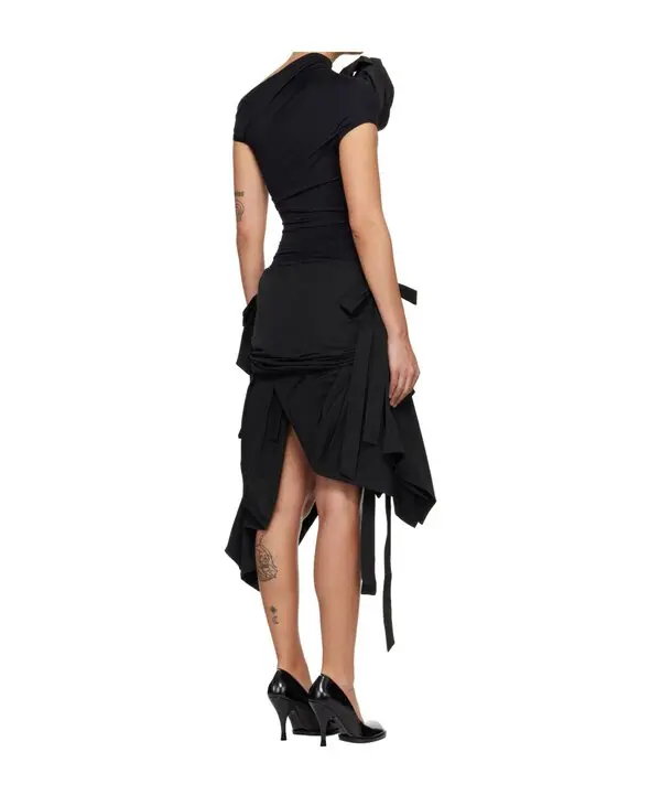 Vaquera Rose Appliqué Asymmetrical Mini Dress