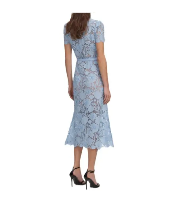 SELF-PORTRAIT Lace Tie Neck Midi Dress