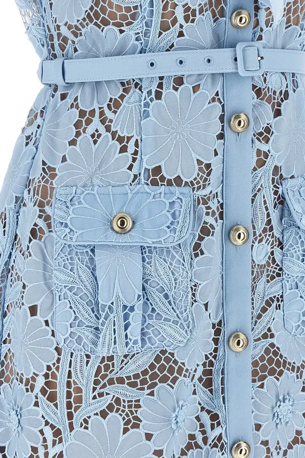 SELF-PORTRAIT Lace Tie Neck Midi Dress