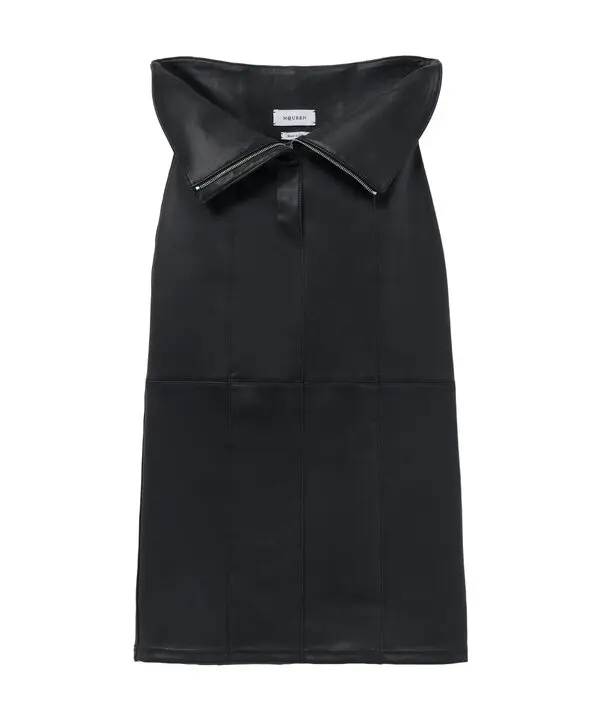 Alexander McQueen Fold Over Waist Leather Skirt