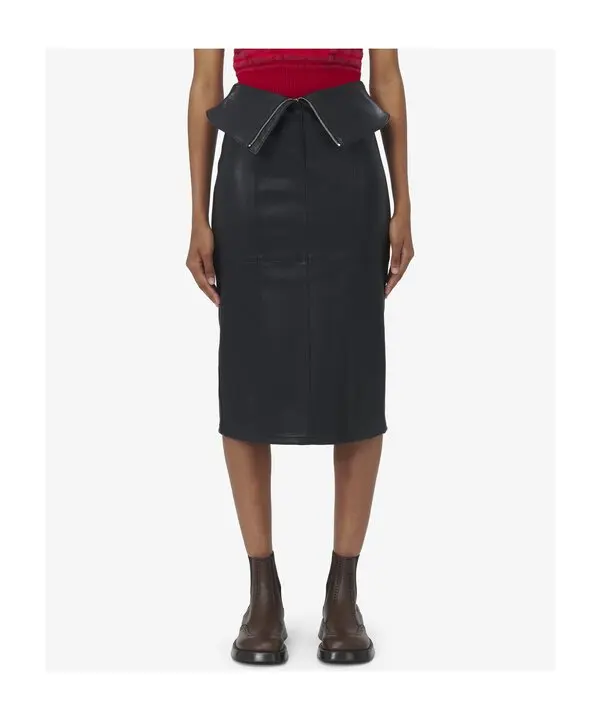 Alexander McQueen Fold Over Waist Leather Skirt