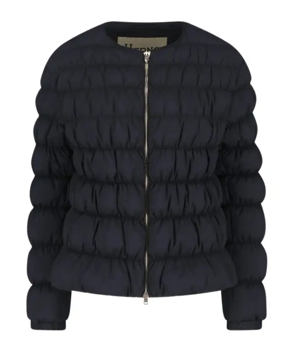 Herno Zip-up Crewneck Jacket With Pleated Design