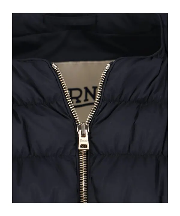 Herno Zip-up Crewneck Jacket With Pleated Design
