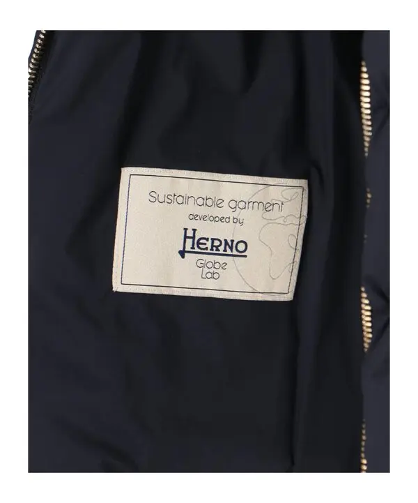 Herno Zip-up Crewneck Jacket With Pleated Design