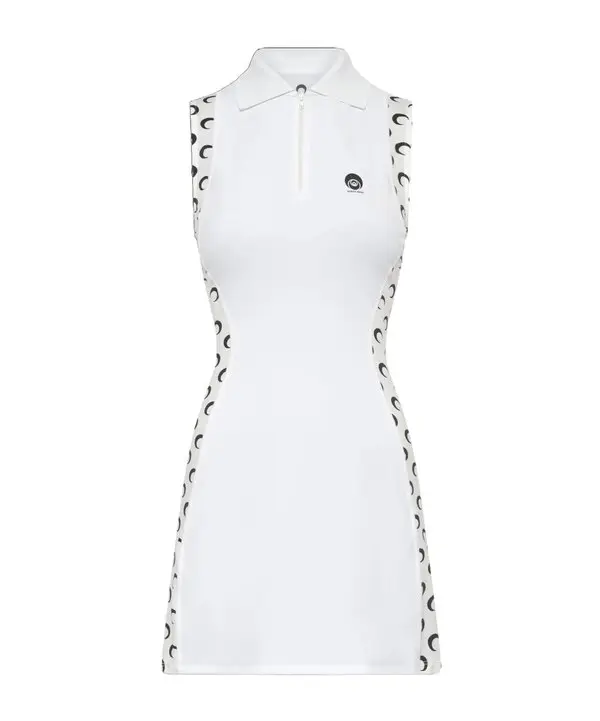 MARINE SERRE Sleeveless Moon Pattern Zip Up Tennis Mini Dress