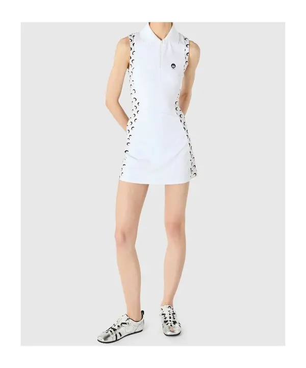 MARINE SERRE Sleeveless Moon Pattern Zip Up Tennis Mini Dress
