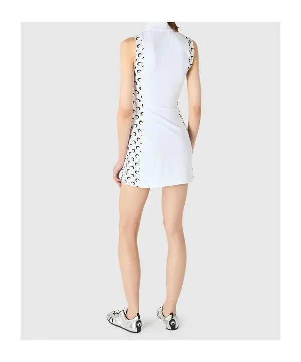 MARINE SERRE Sleeveless Moon Pattern Zip Up Tennis Mini Dress