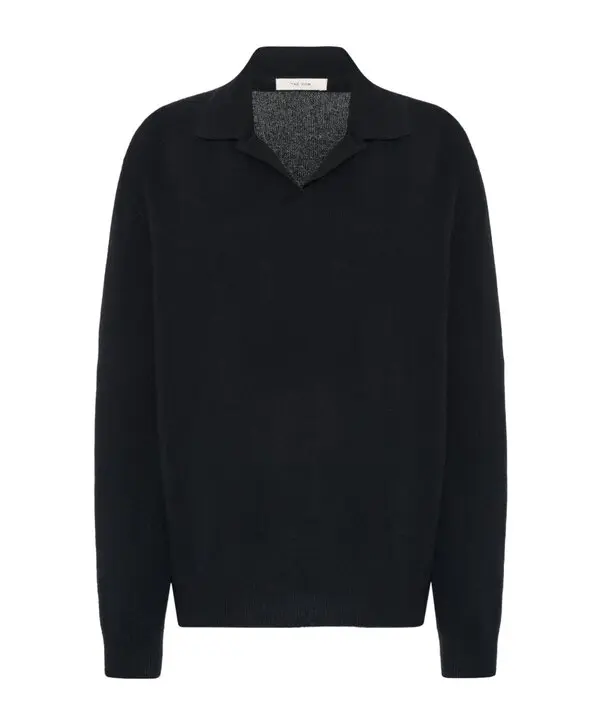 THE ROW Long-sleeved Ribbed Knit Polo Sweater
