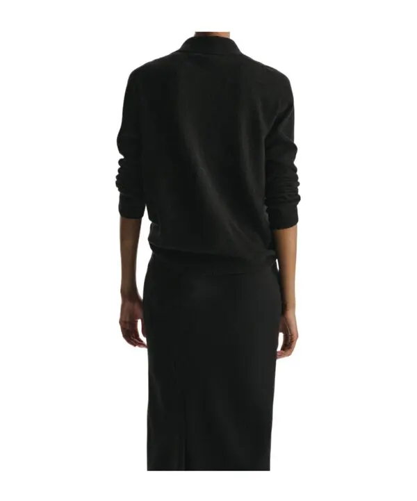 THE ROW Long-sleeved Ribbed Knit Polo Sweater