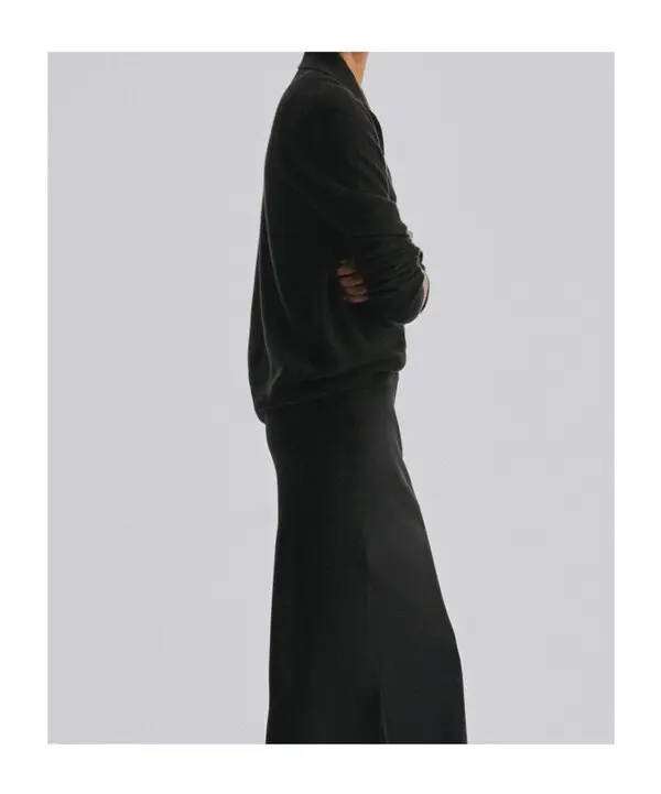 THE ROW Long-sleeved Ribbed Knit Polo Sweater - Black