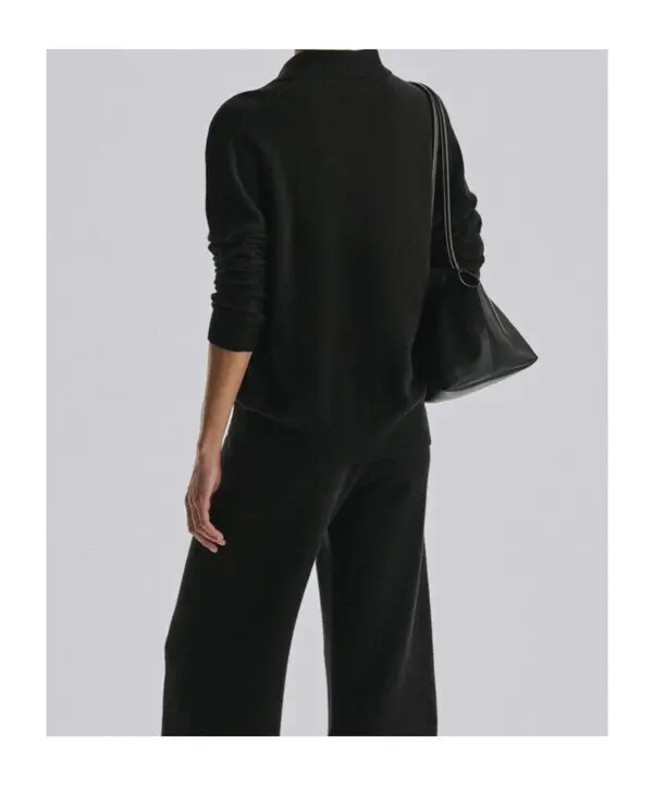 THE ROW Long-sleeved Ribbed Knit Polo Sweater - Black